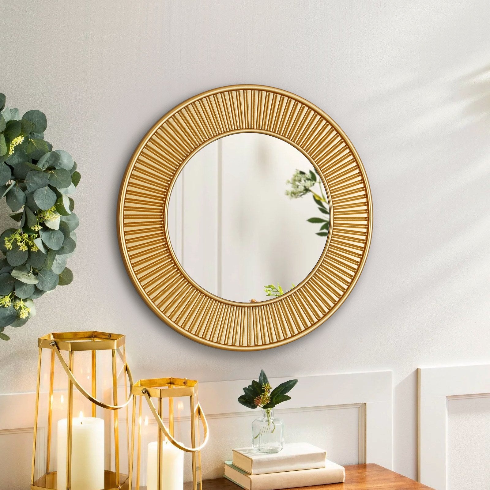 GD005 Gold Frame Round Mirror – Elegant Wall Mirror – The Right Buy Store