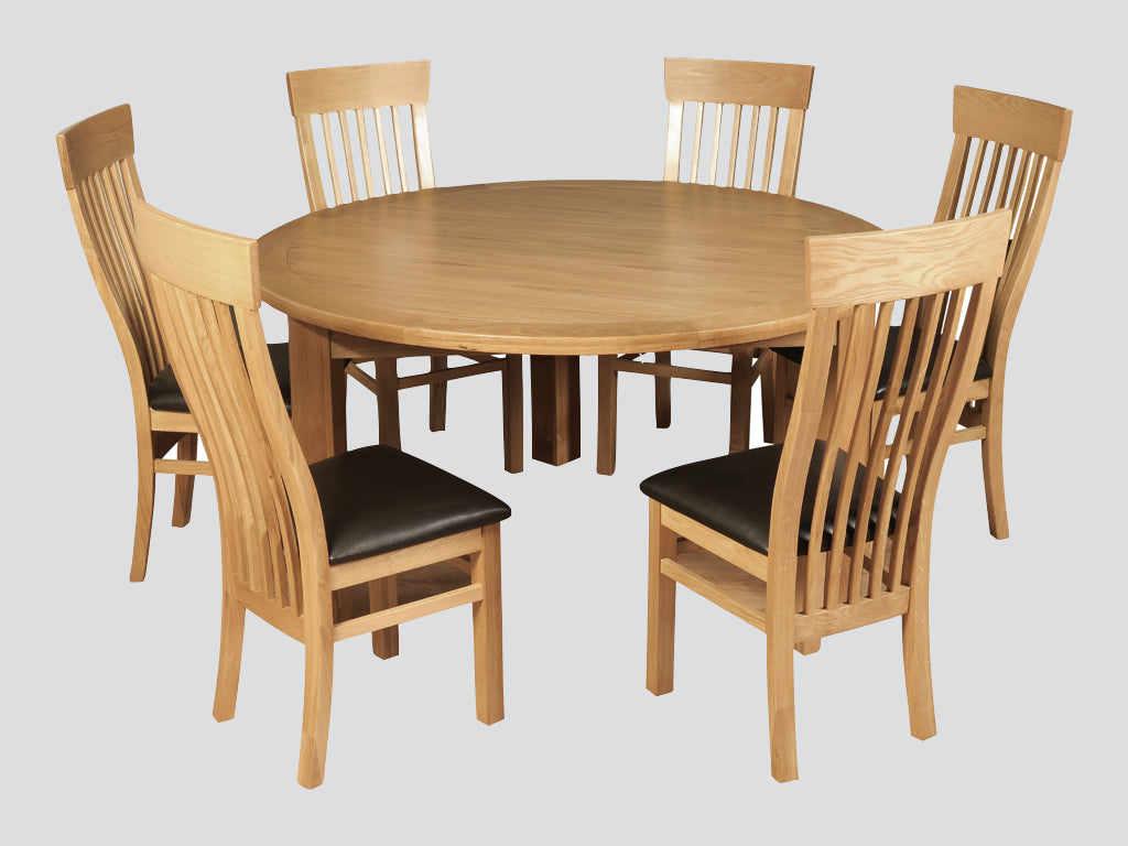 Treviso Oak Round Dining Set with 6 Chairs – The Right Buy Store