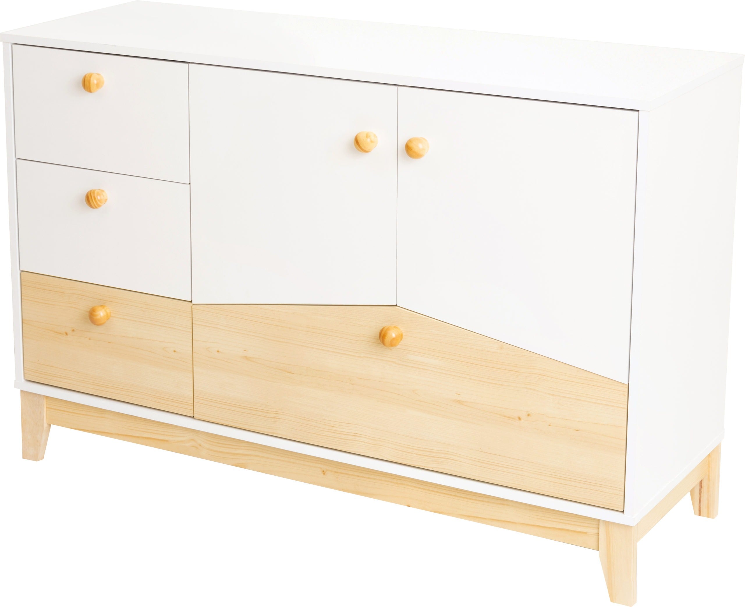 Cody 2 Door 4 Drawer Storage Unit - White/Pine Effect – The Right Buy Store