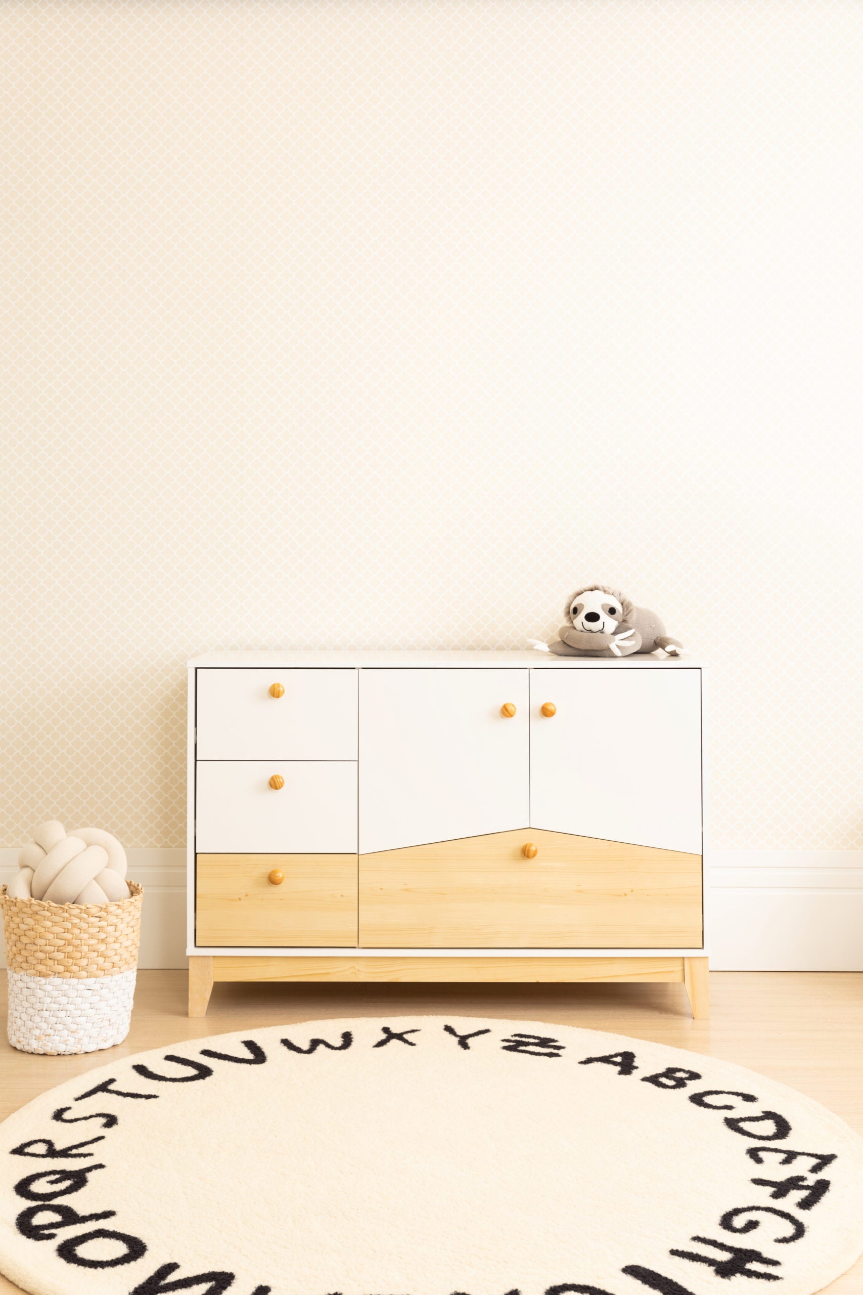 Cody 2 Door 4 Drawer Storage Unit - White/Pine Effect – The Right Buy Store
