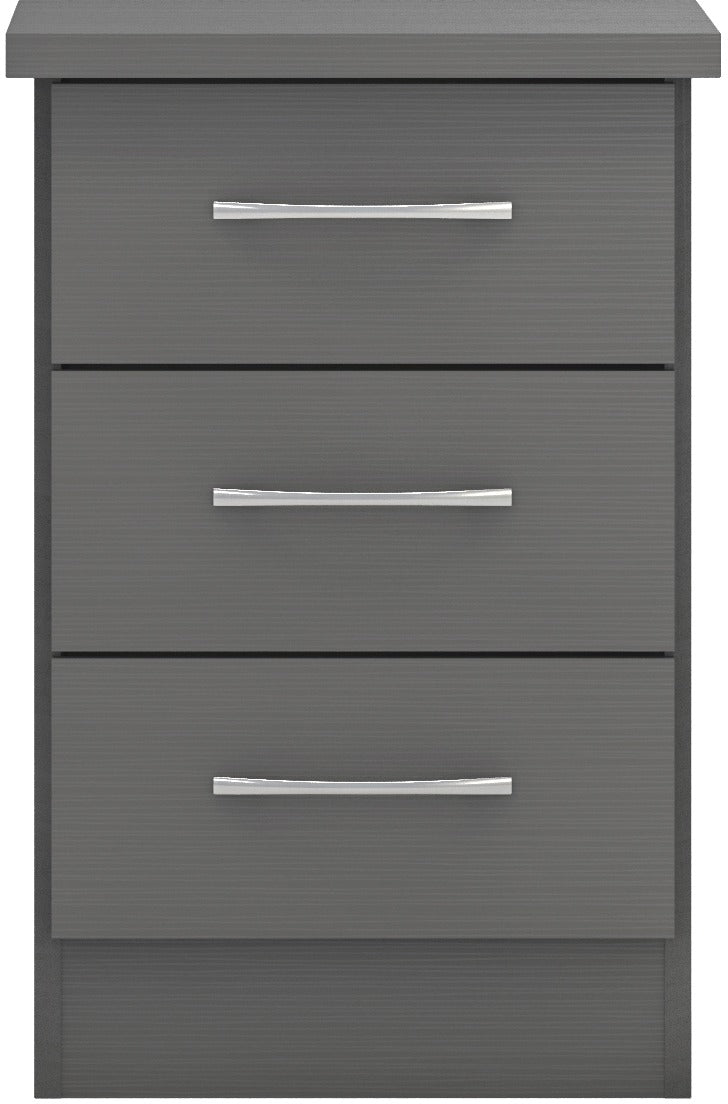 Nevada 3 drawer grey bedside table store