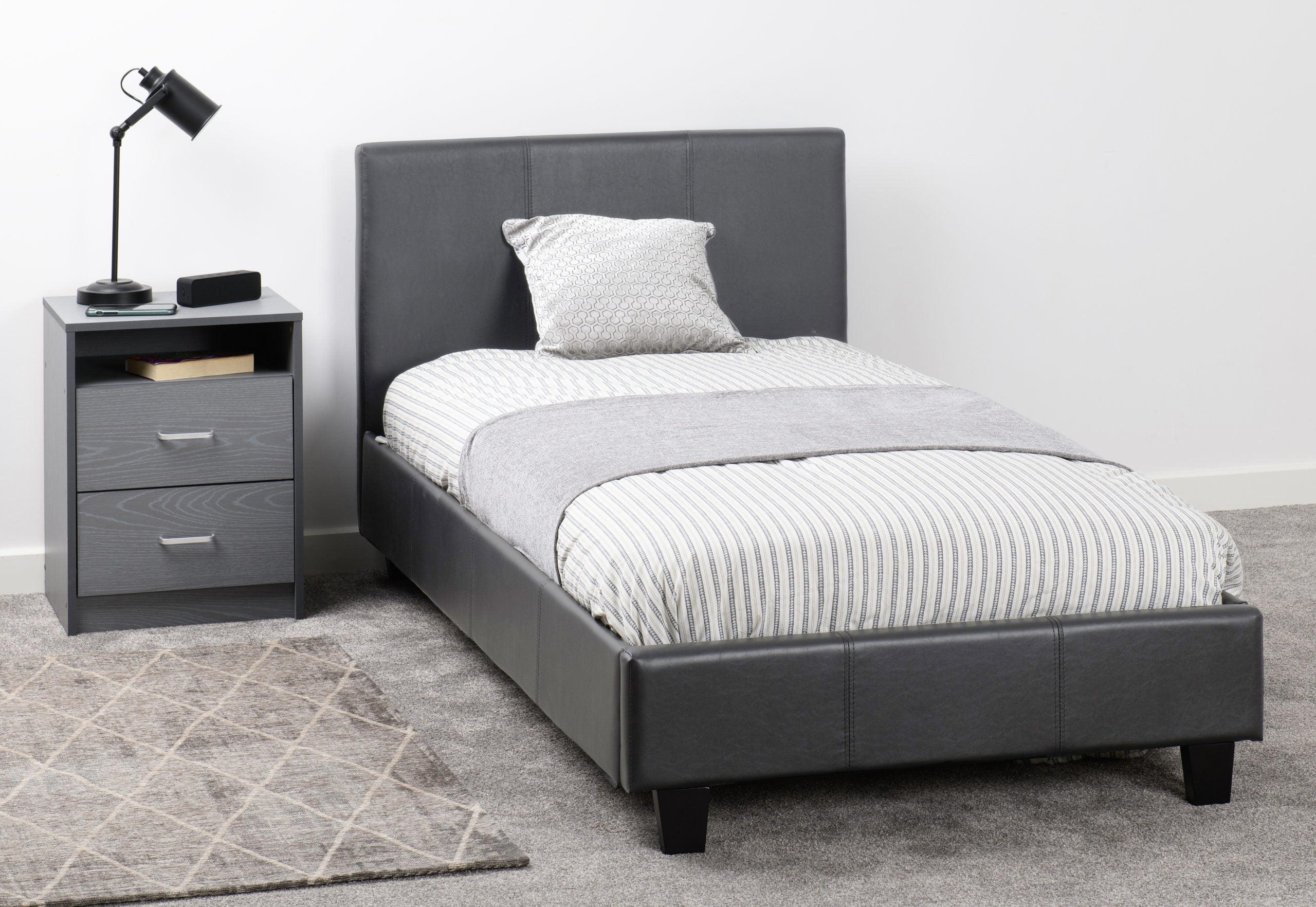 Prado 3' Bed Grey Faux Leather – The Right Buy Store