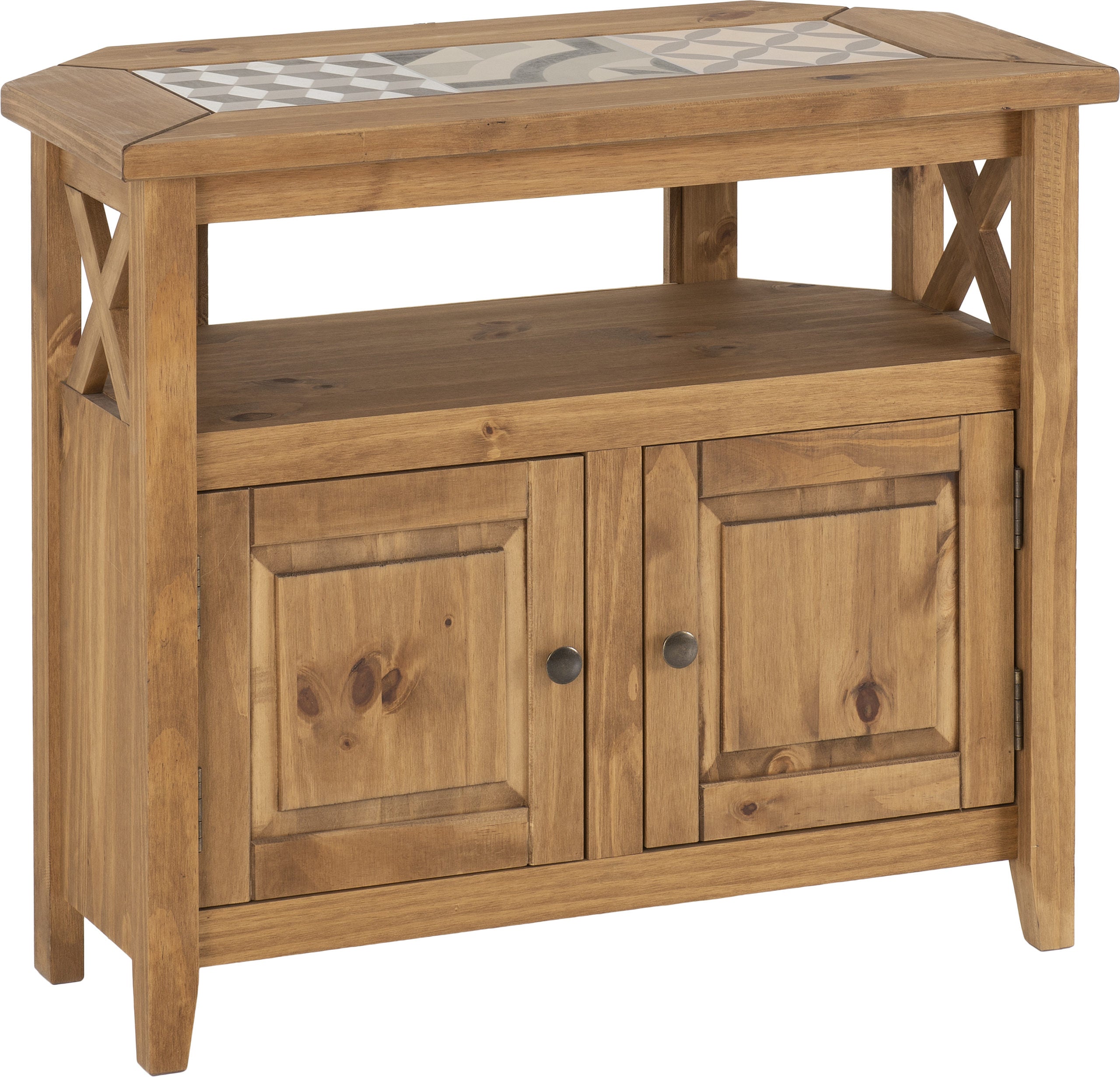 Salvador Tile Top Corner TV Unit Distressed Waxed Pine – The Right Buy ...