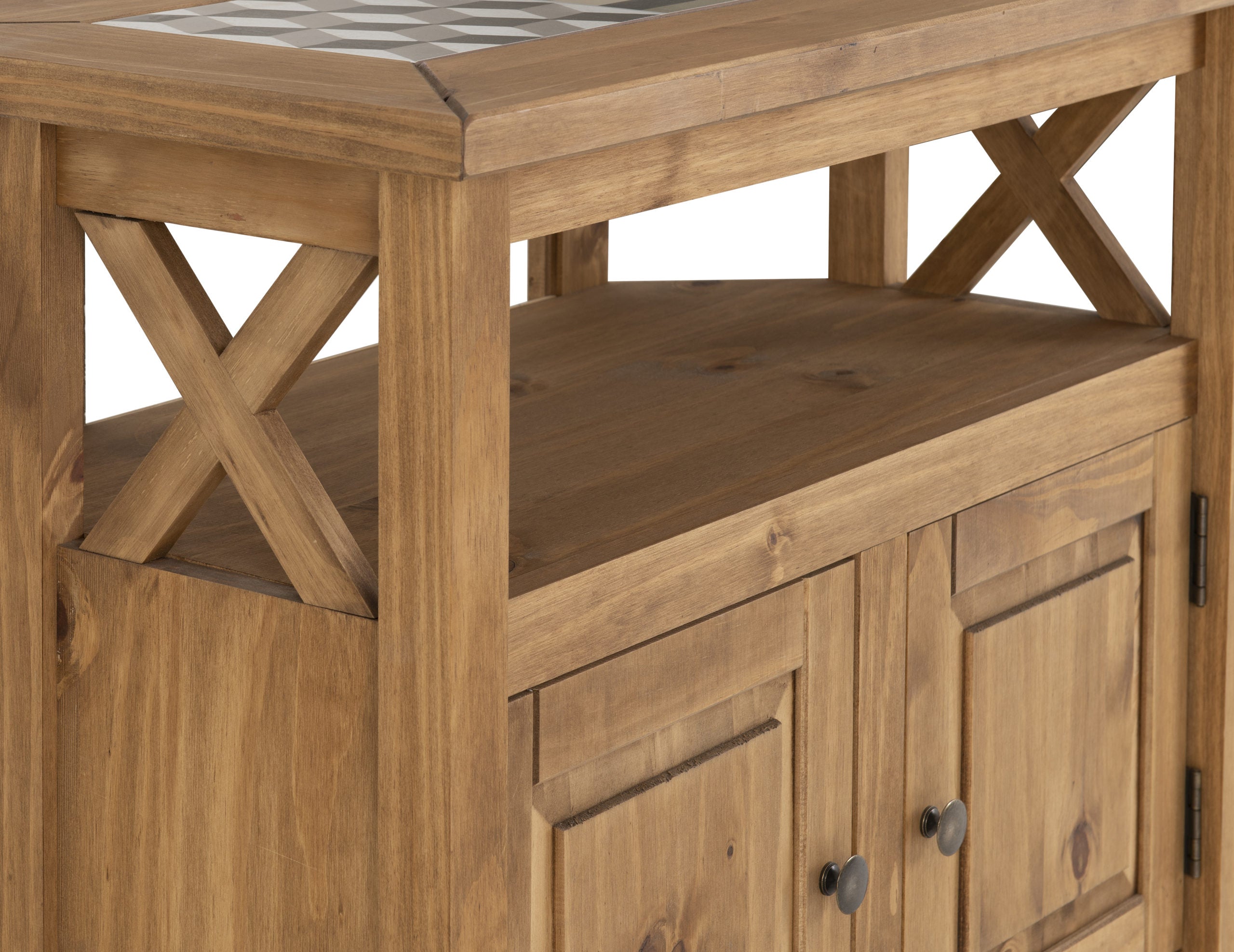 Salvador Tile Top Corner TV Unit Distressed Waxed Pine – The Right Buy ...