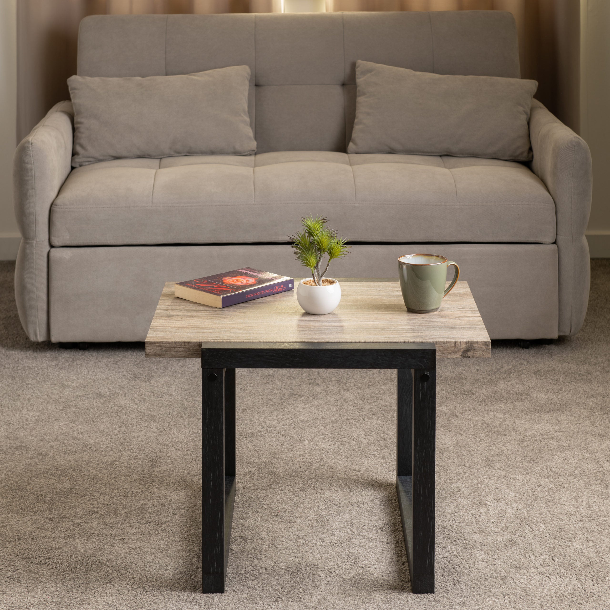 Selma Side Table - Medium Oak/Black Oak Effect – The Right Buy Store